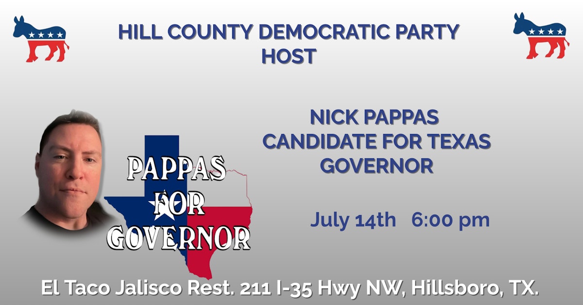 Hill County Democrats Host Nick Pappas · Mobilize